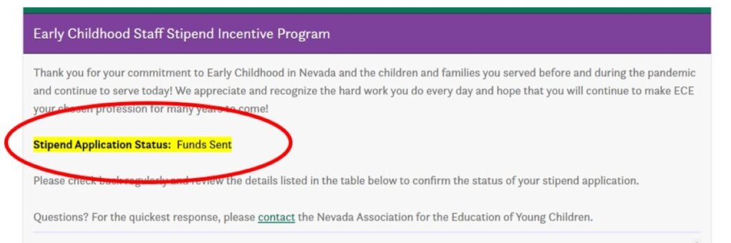 Early Childhood Staff Stipend Update – Checking the Status of Your ...
