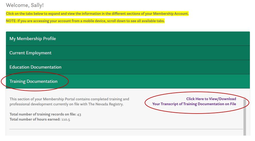 Tech Tip: Registry Approved Training Not Showing in Account - The Nevada Registry